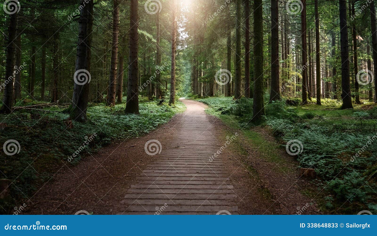 Serene Pathway through Forest Stock Illustration - Illustration of ...