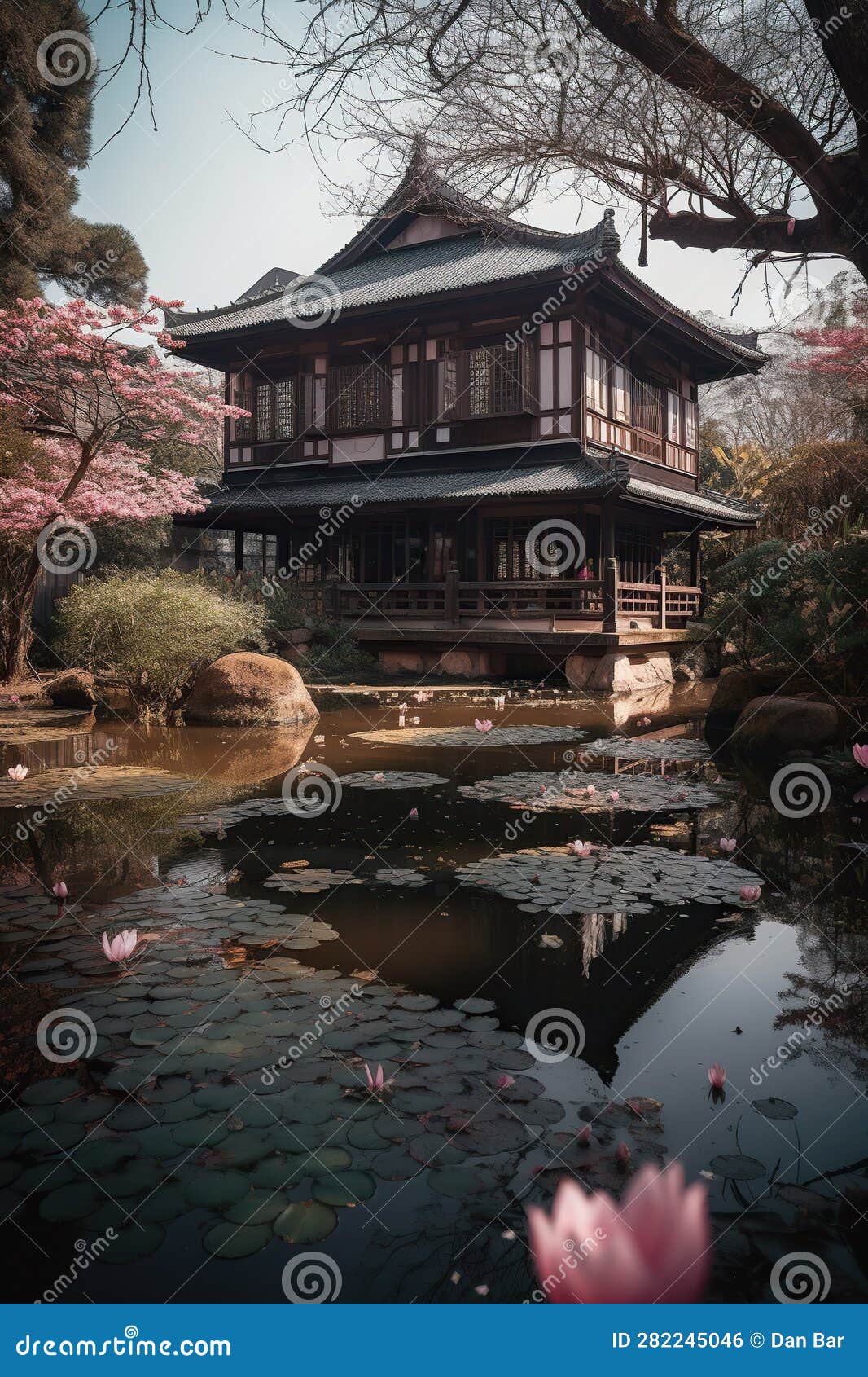 Serene Japanese Garden and Traditional House. Generative AI Stock ... Serene Japanese Garden and Traditional House. Generative AI Stock ...
