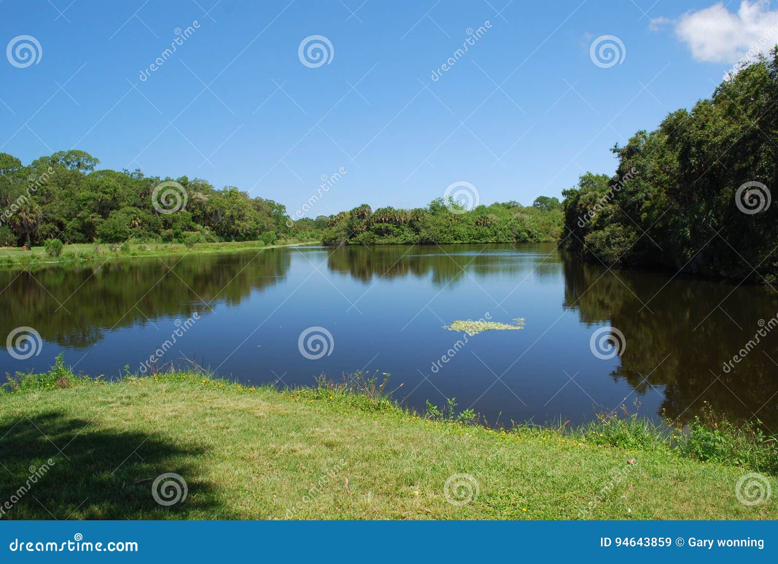 A Tranquil Lake Setting Under a Blue Sky Stock Image - Image of hike ...
