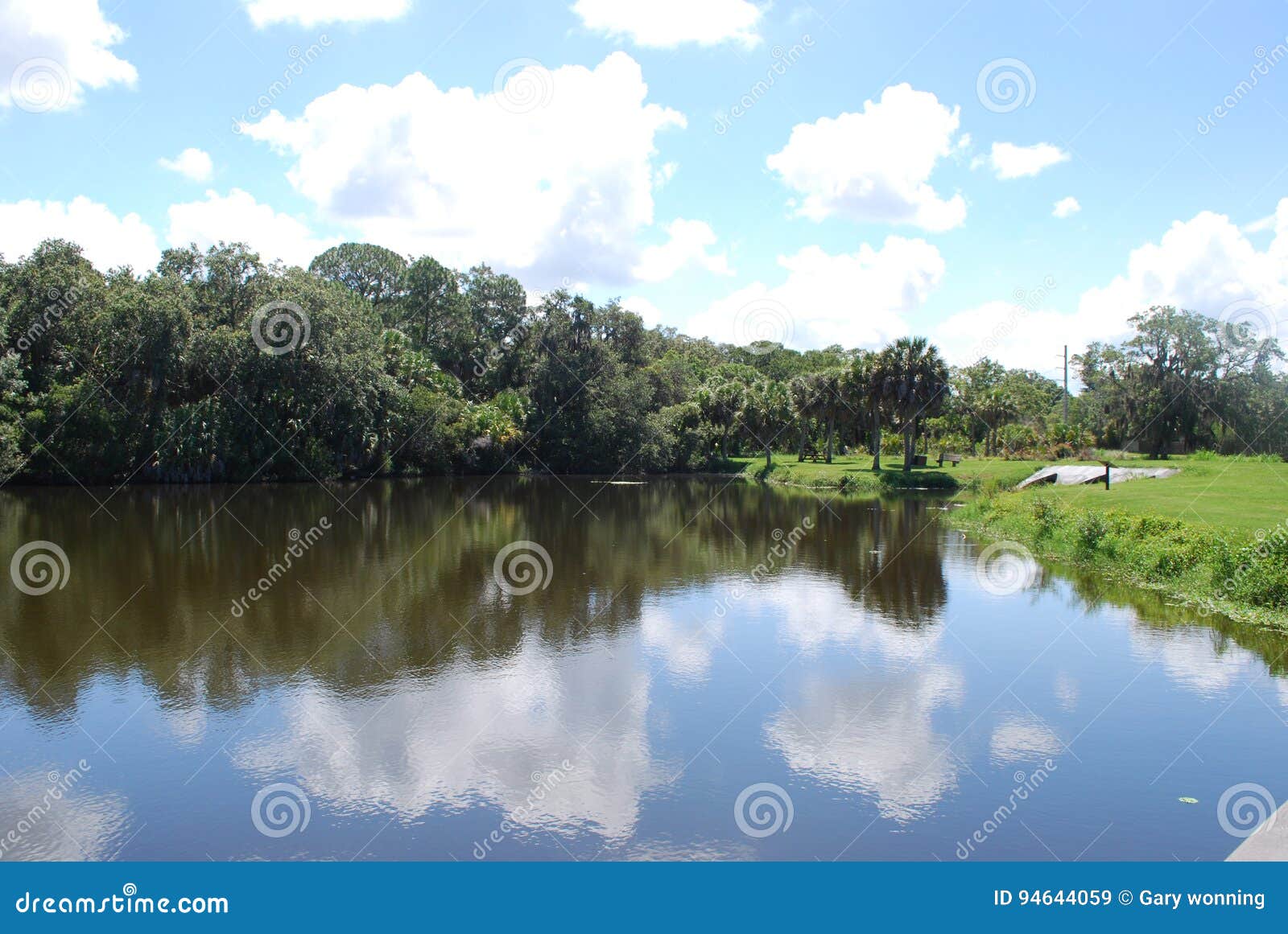 A Tranquil Lake Setting Under a Blue Sky Stock Image - Image of blue ...
