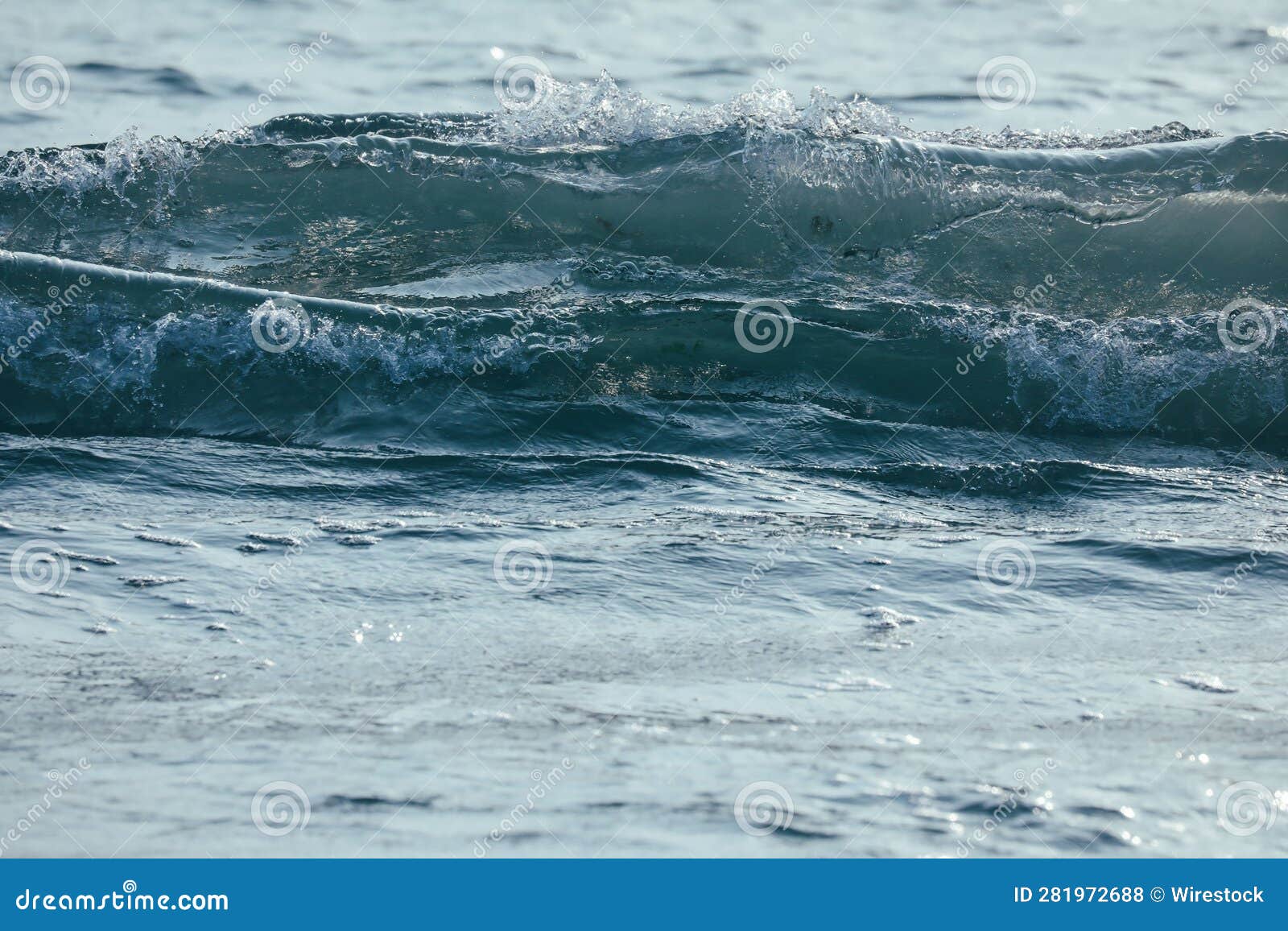 Tranquil Ocean Scene Featuring Crystalline Waves Gently Rolling Towards ...