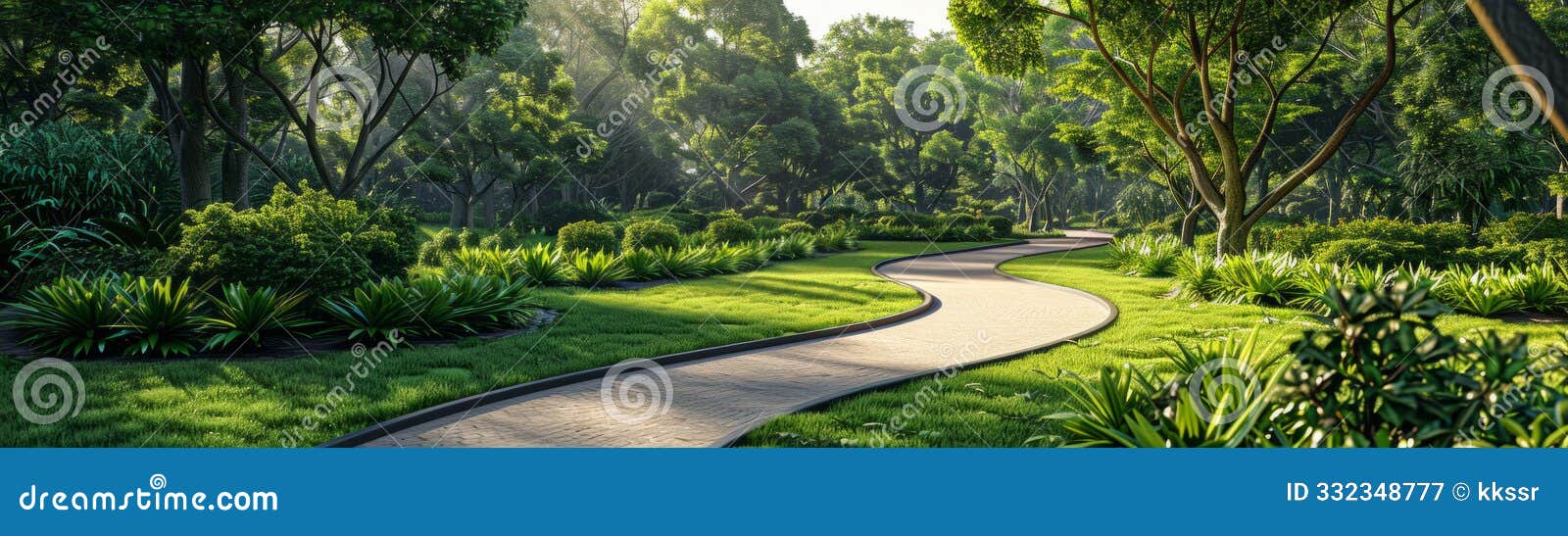 Tranquil Park with Lush Green Pathways, Ideal for Outdoor Visuals Stock ...