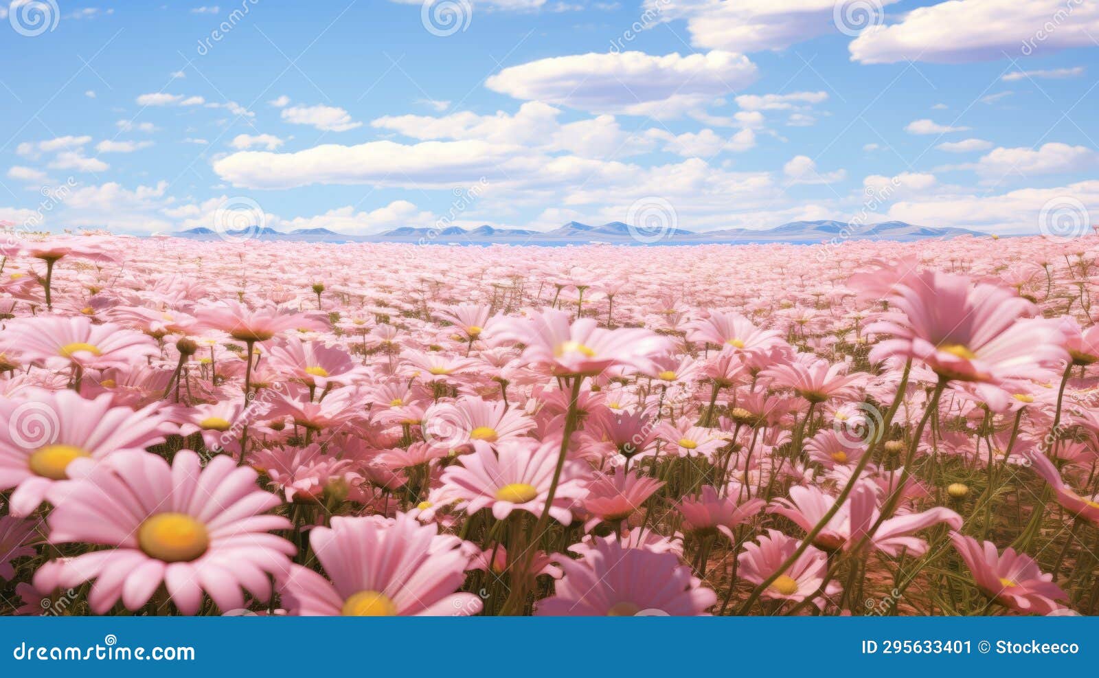 Tranquil Pink Field of Flowers in Realistic Daz3d Style Stock ...