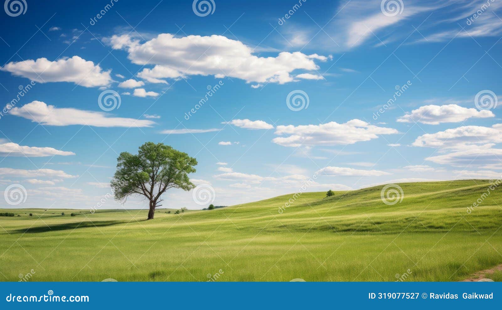 Prairie Scene With Expansive Plains Backdrop Stock Image ...