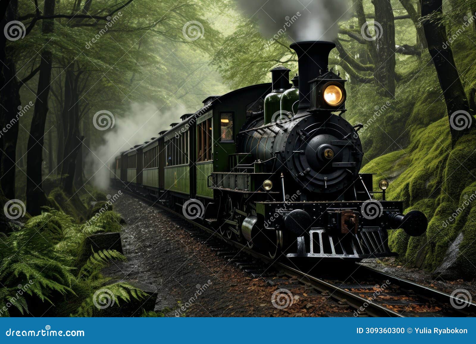 Tranquil Railroad Forest Train. Generate Ai Stock Photo - Image of motion, fall: 309360300