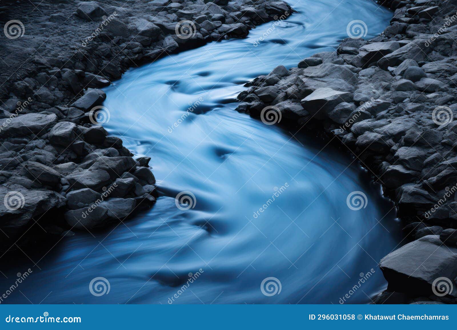 Tranquil River Scene, Blue Water Lines and Stone Elements Stock ...