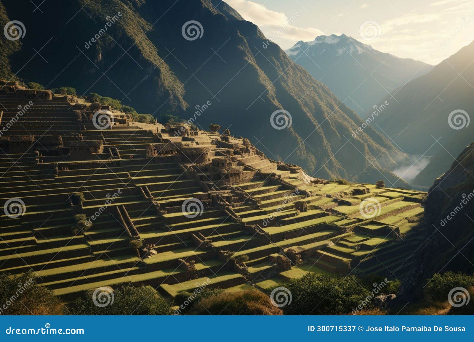 Tranquil Scene of the Ancient Inca City of Stock Illustration ...