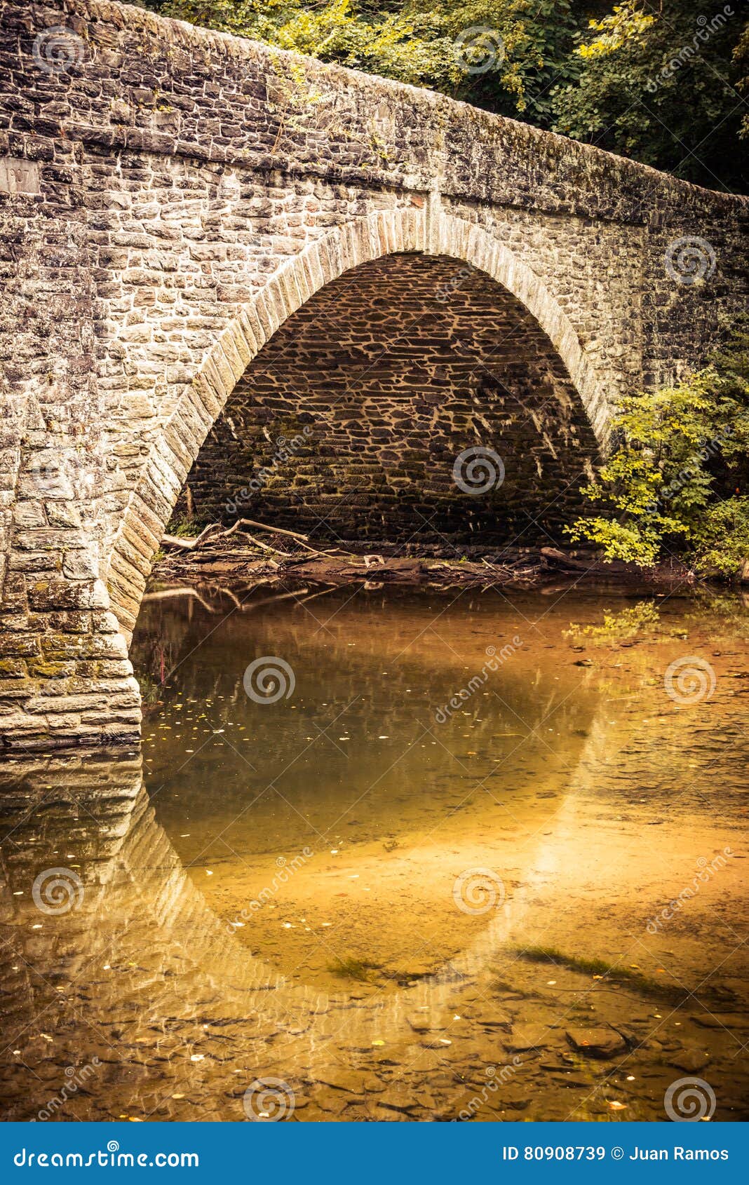 Tranquil Scene of an Arched Stone Bridge Stock Image - Image of stone ...