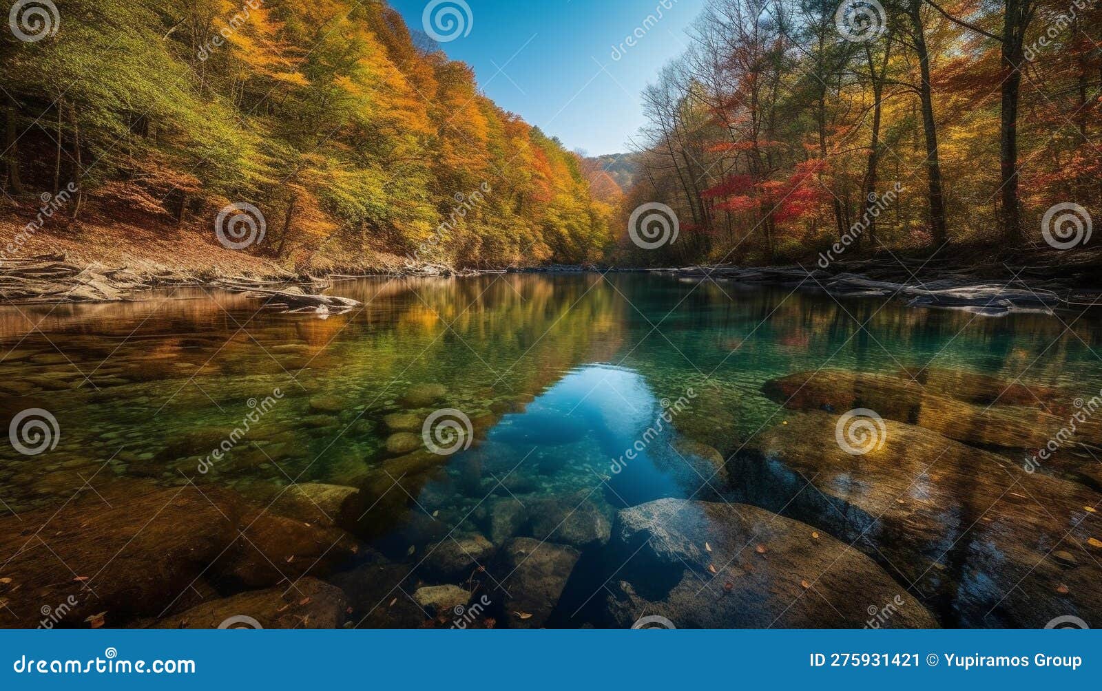 Tranquil Scene of Autumn Mountain Ravine Colors Generated by AI Stock ...