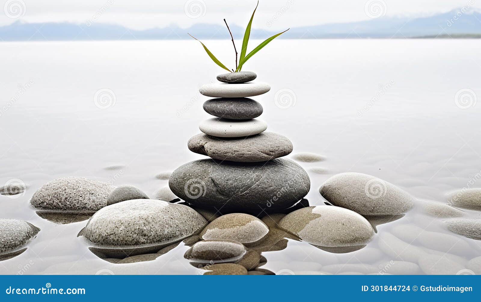 Tranquil Scene of Balanced Stone Stack in Nature Generated by AI Stock ...