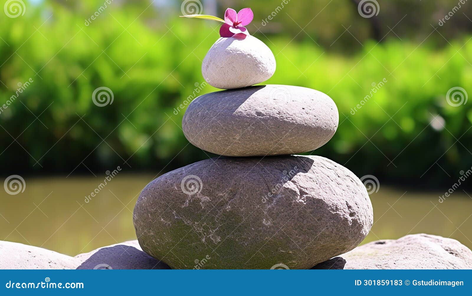 Tranquil Scene of Balanced Stone Stack in Nature Generated by AI Stock ...