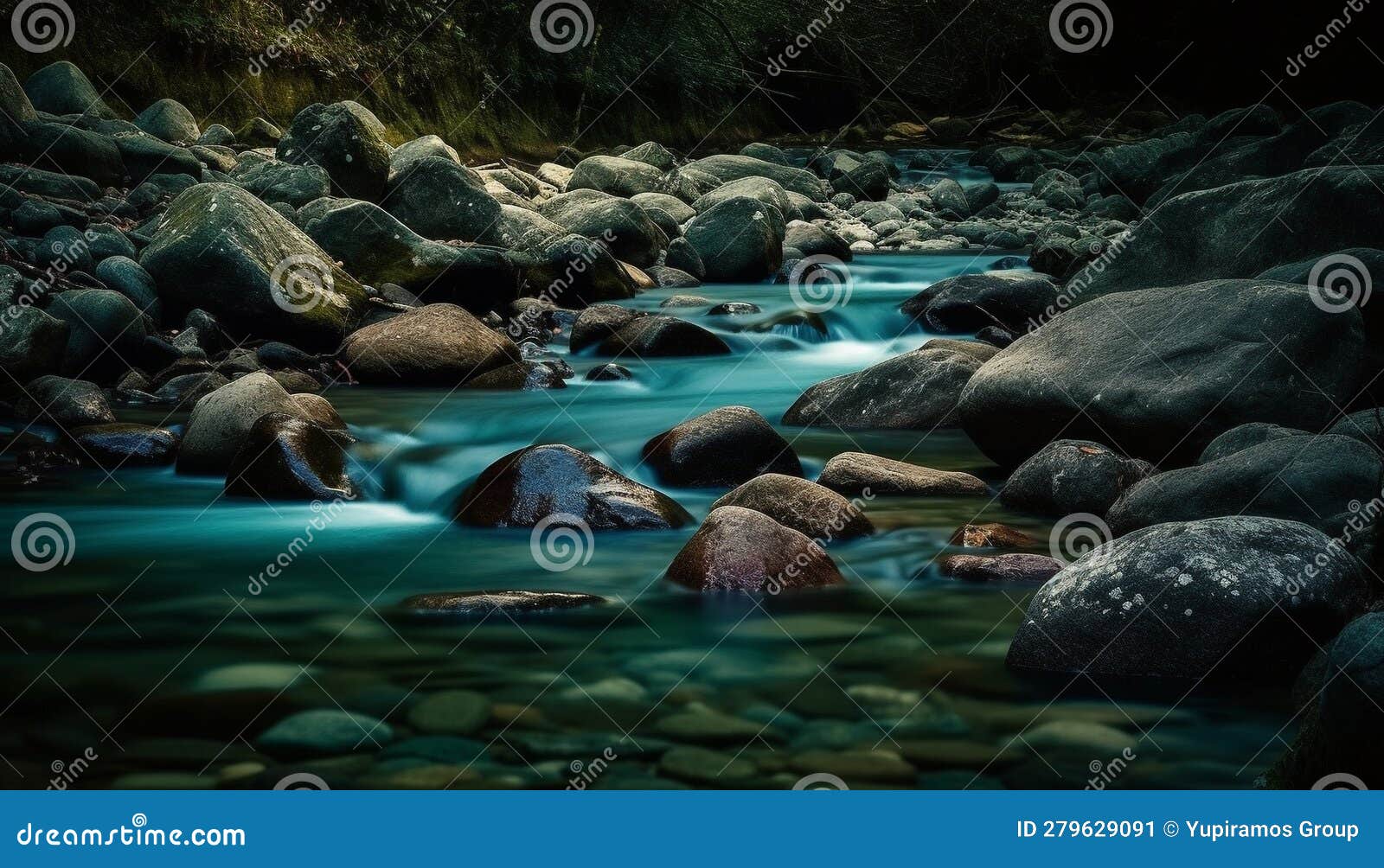 Tranquil Scene of Flowing Water in Tropical Rainforest Ravine Generated ...