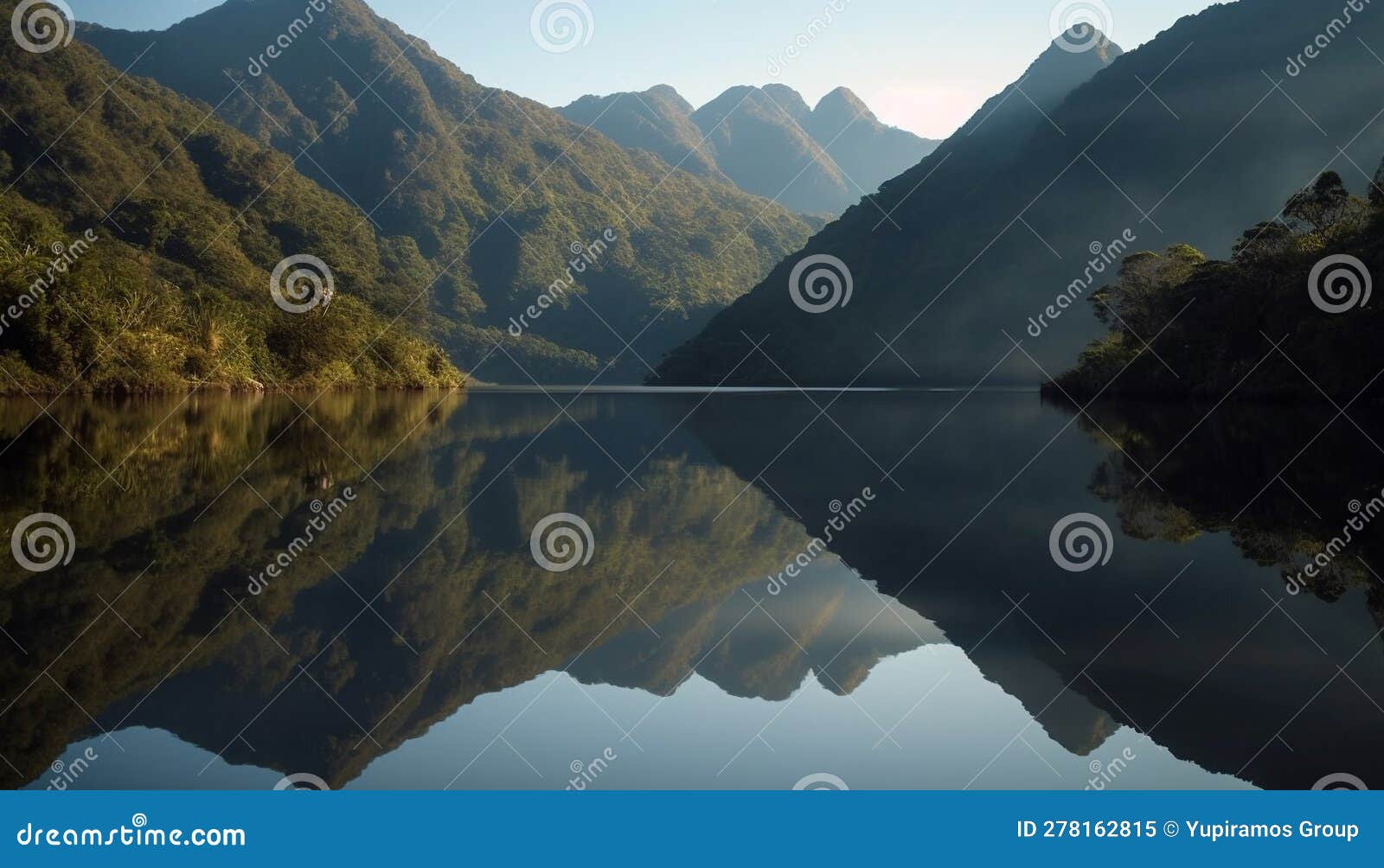 Tranquil Scene of Mountain Reflection in Water Generated by AI Stock ...
