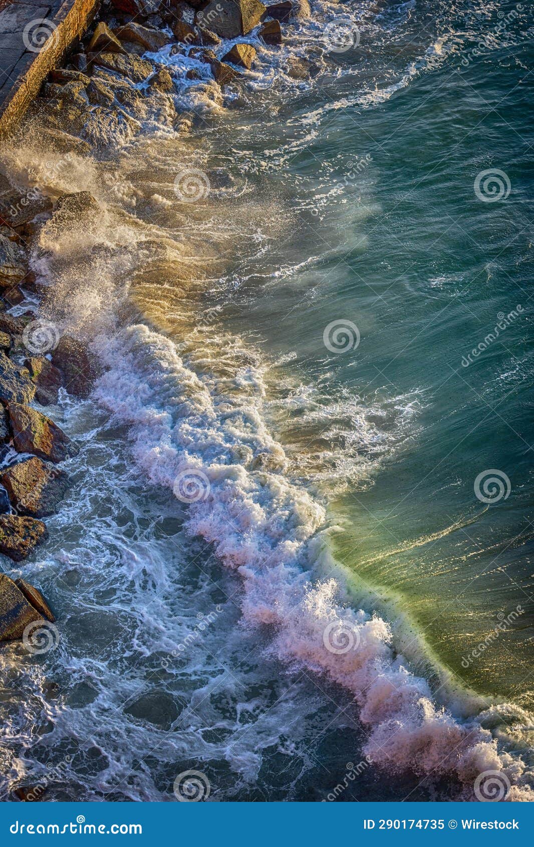 View of the Rolling Ocean Wave Reflecting the Warm Sunlight Stock Image ...