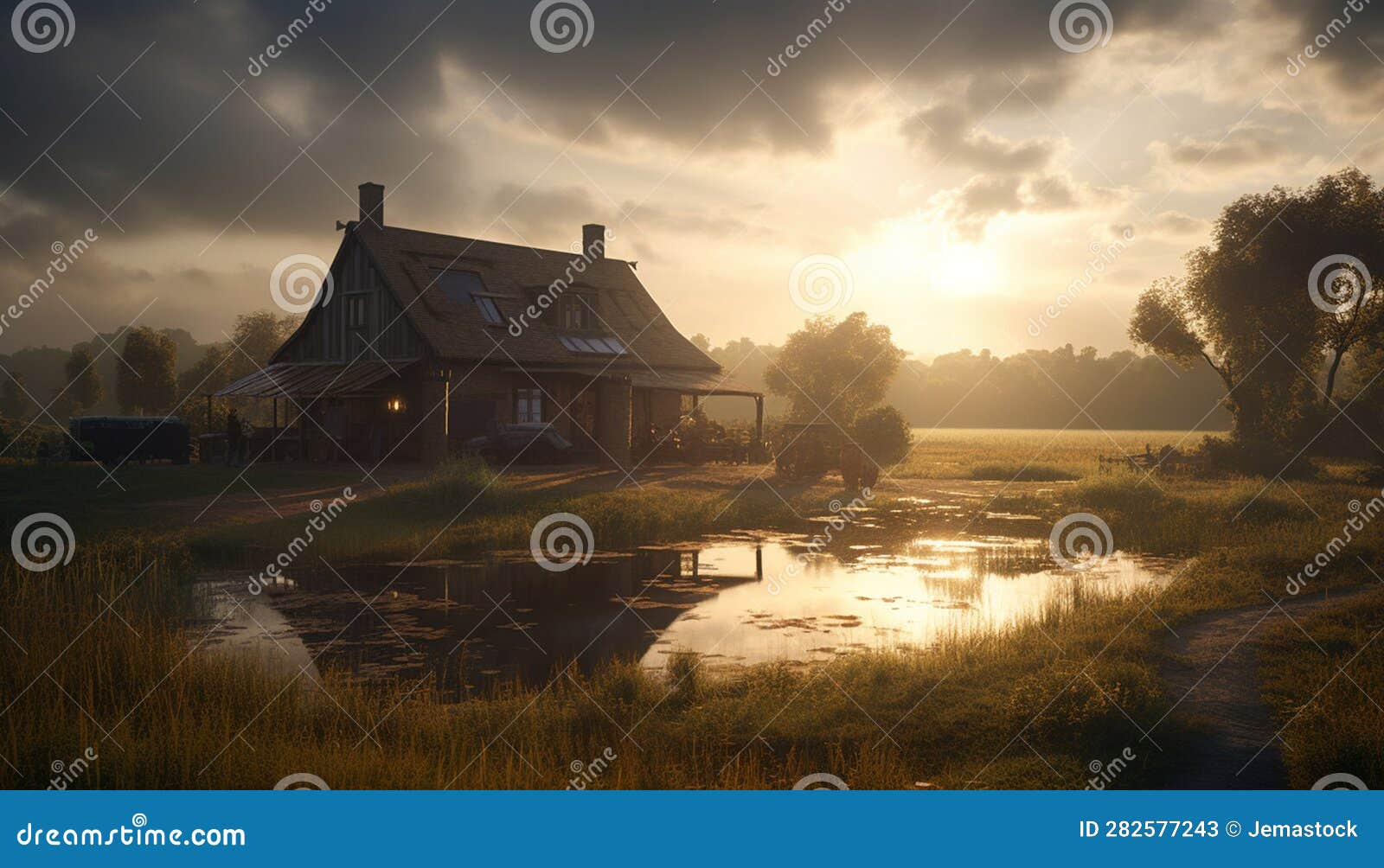 Tranquil Scene of an Old Fashioned Farm in the Rural Landscape ...