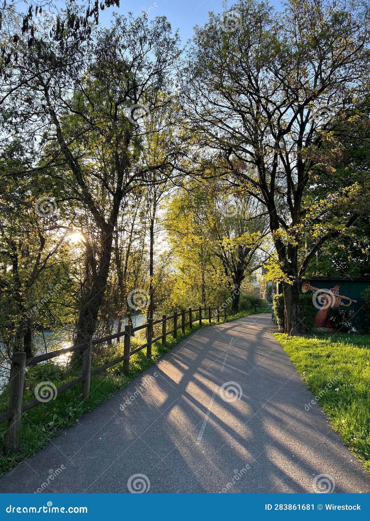 Tranquil Scene of a Pathway Surrounded by Lush Green Trees. Stock Image ...