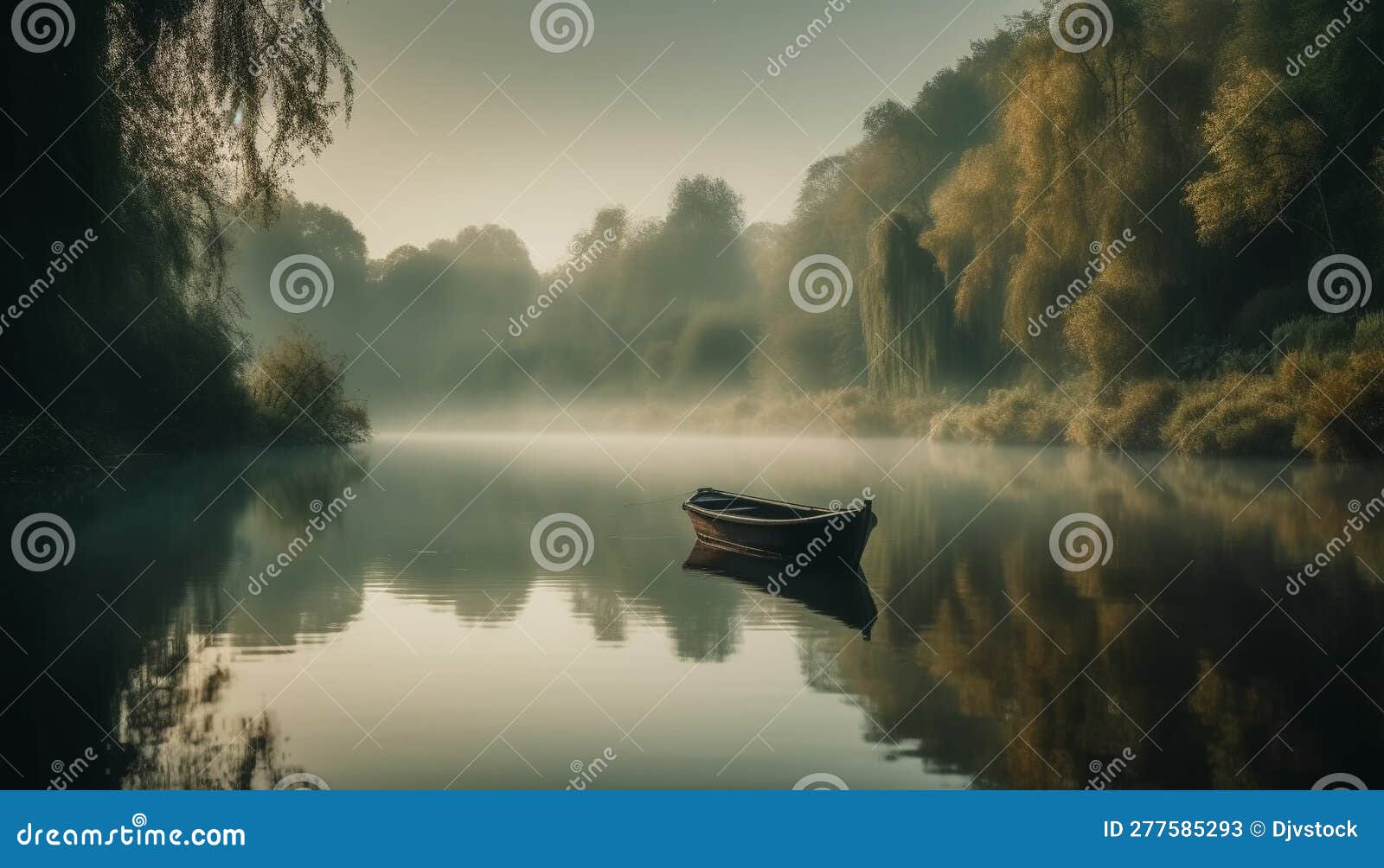 A Tranquil Scene of Reflection on the Abandoned Rowboat Generated by AI ...