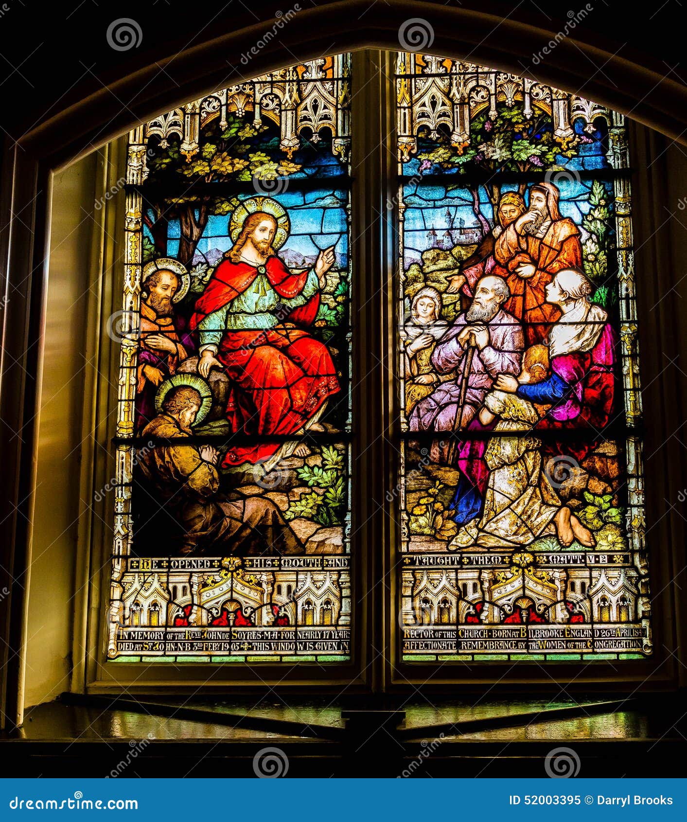 Tranquil Scene in Stained Glass Window Stock Image - Image of stain ...