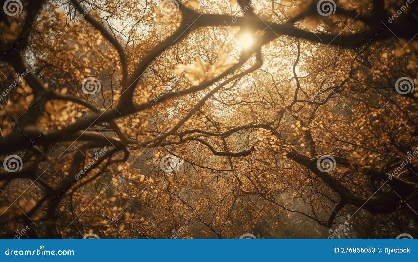 Tranquil Scene Tree Branch in Autumn Forest Generated by AI Stock ...