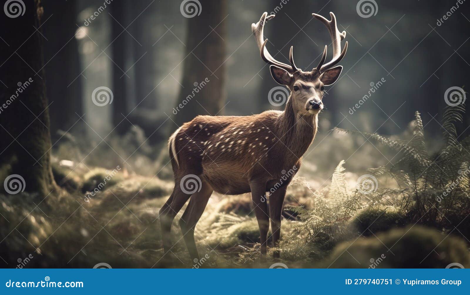 A Tranquil Scene in the Wilderness a Stag Standing Tall Generated by AI ...