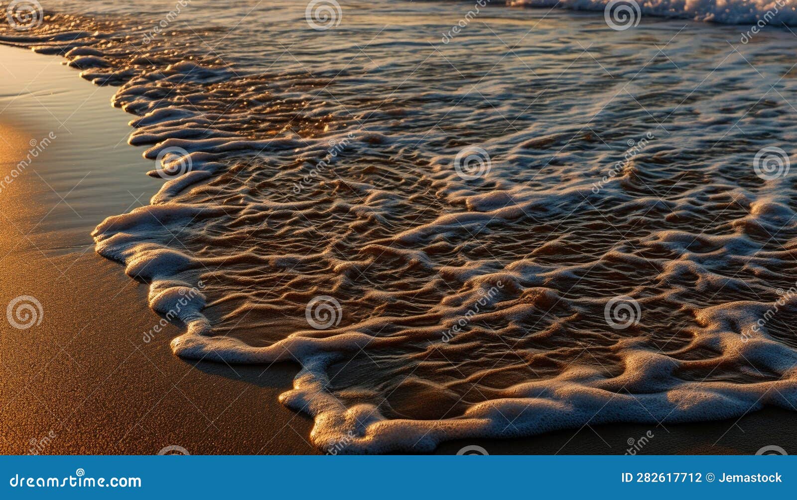 Tranquil Seascape at Waters Edge, Rippled Wave Pattern Reflects ...