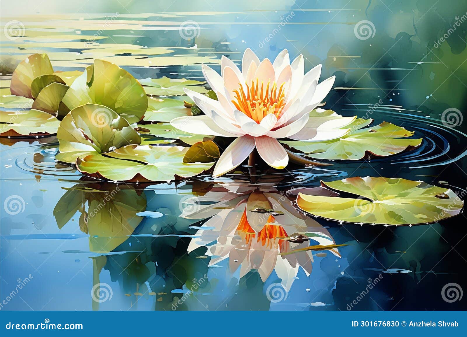 Tranquil Serenity. Delicate White Lotus Flower Gracefully Floating on ...