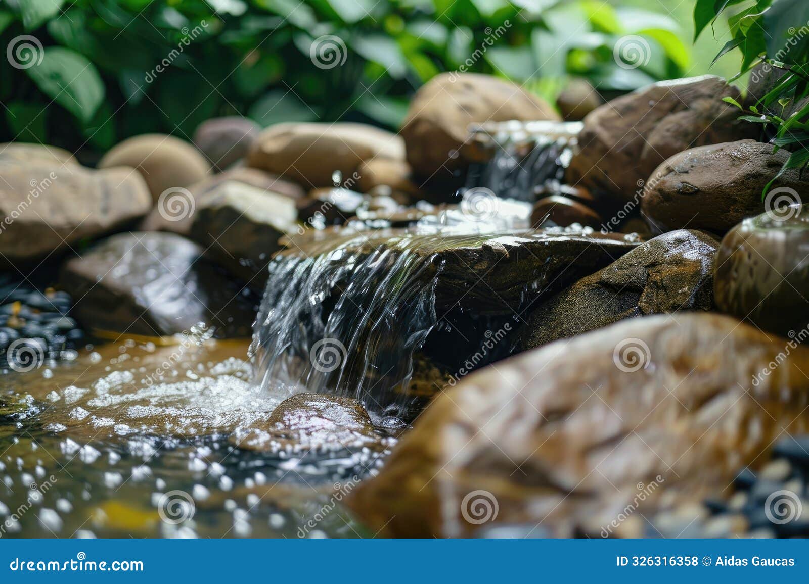 Tranquil Spa Streamer Setting with Trickling Water and Calming Nature ...