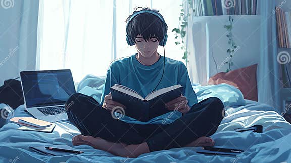 Tranquil Study Session Illustration Stock Image - Image of creative ...