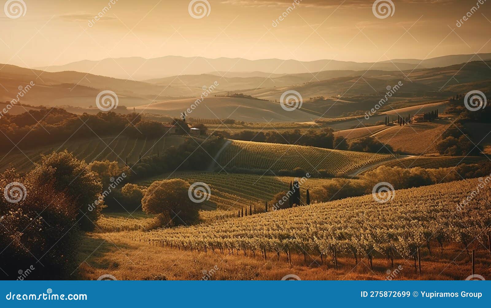 Tranquil Sunrise Over Chianti Vineyard, Rustic Beauty Generated by AI ...