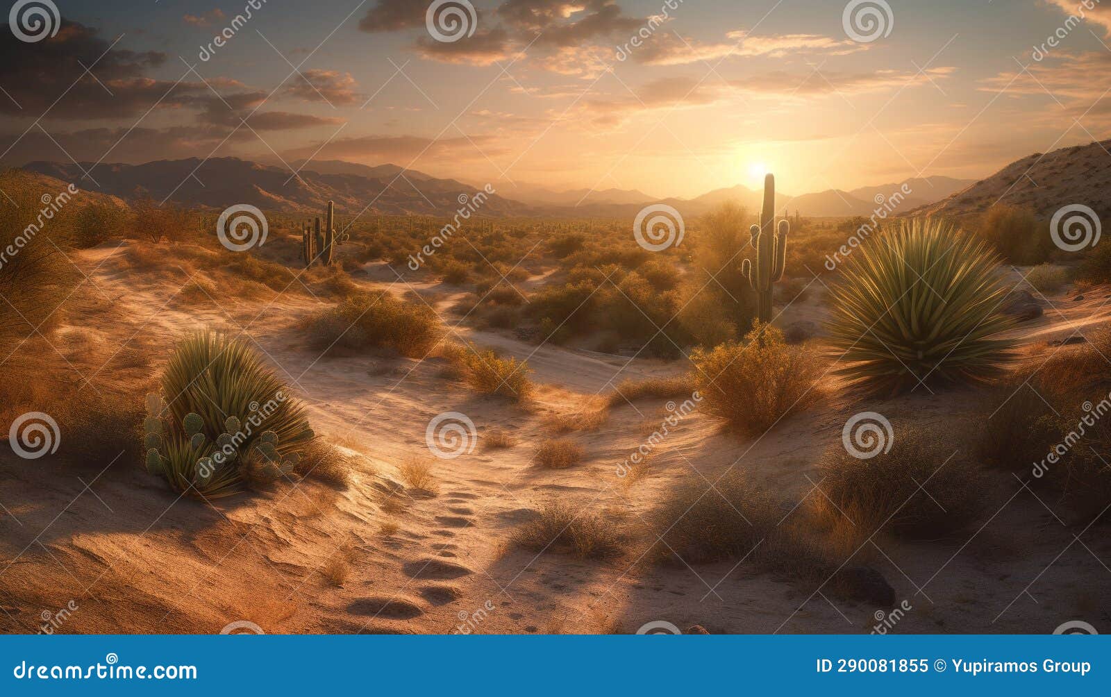 Tranquil Sunset Over Dry Mountain Landscape, Nature Beauty Generated by ...