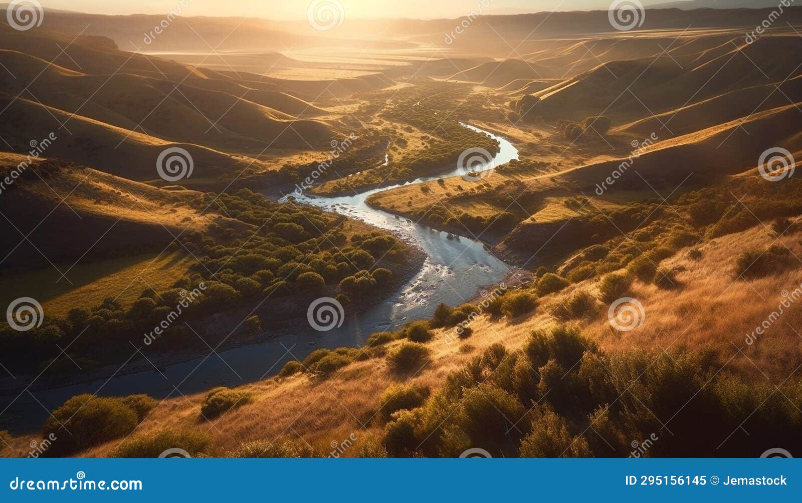 Tranquil Sunset Over Mountain Range, Water Waves Curve on Coastline ...