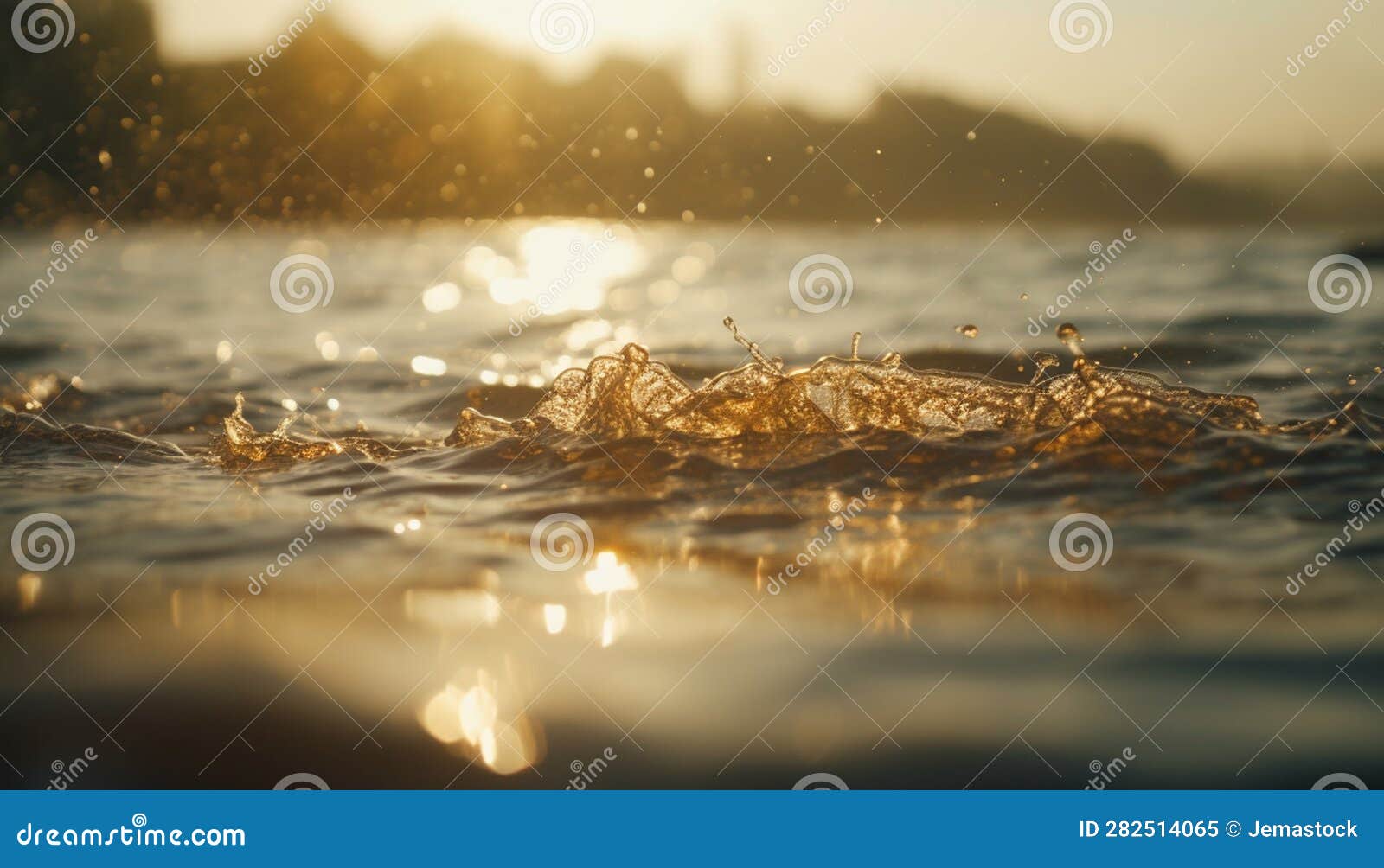 Tranquil Sunset on Wet Waters Edge, Reflecting Golden Sunlight Beauty ...