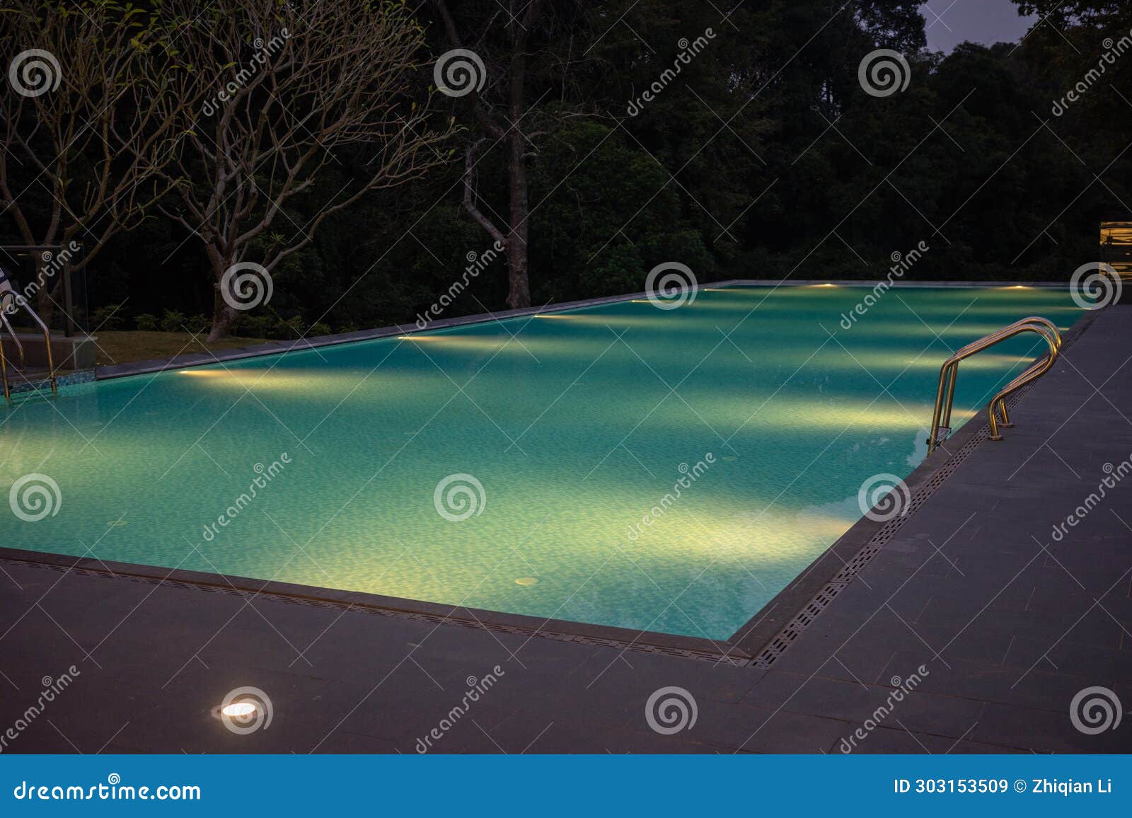 A Tranquil Swimming Pool in the Evening Stock Image - Image of pool ...