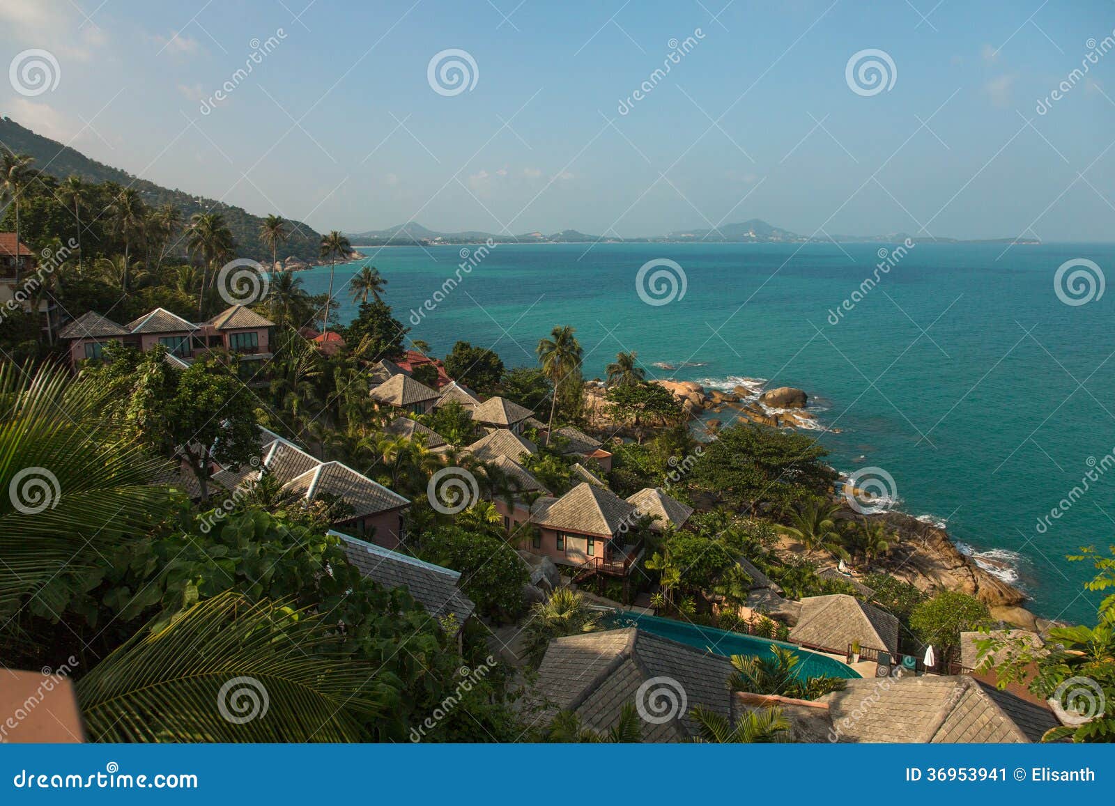 Tranquil Tropical Corner with Sea View Stock Image - Image of aqua ...