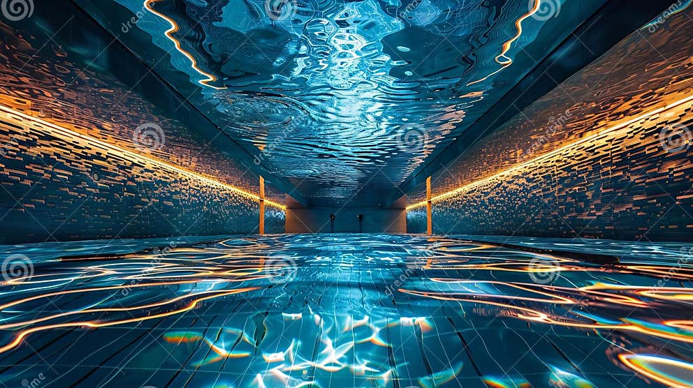 Tranquil Underwater View of Glass Ceiling, Illuminating Pool Bottom ...