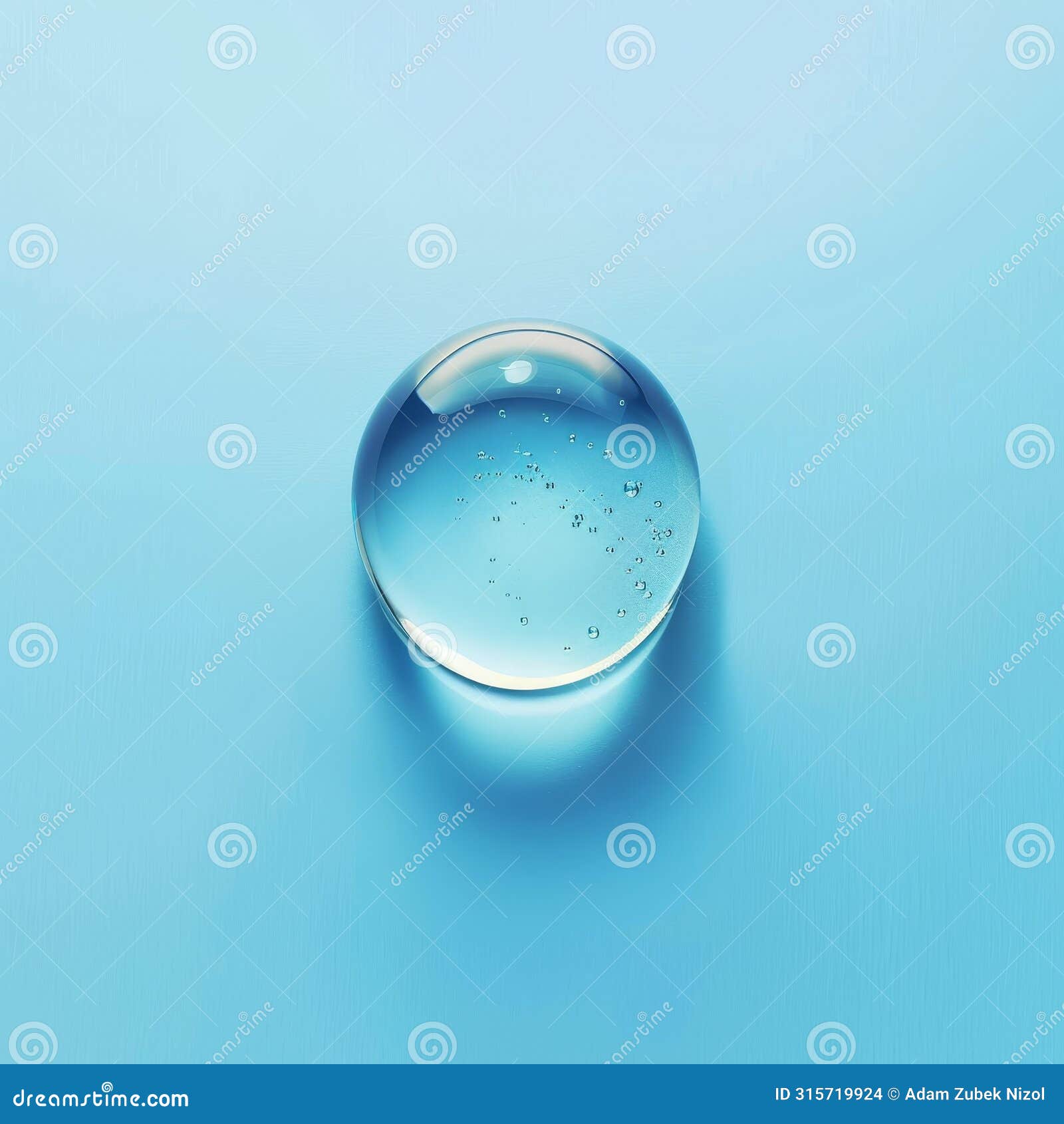 Tranquil Water Droplet on Blue Background Stock Illustration ...