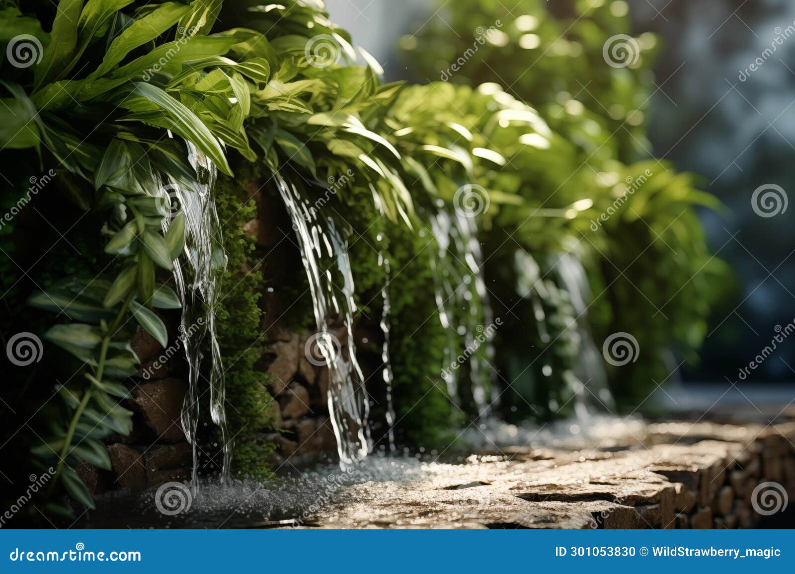 Tranquil Water Streams Flowing through Lush Greenery AI-generated Stock ...