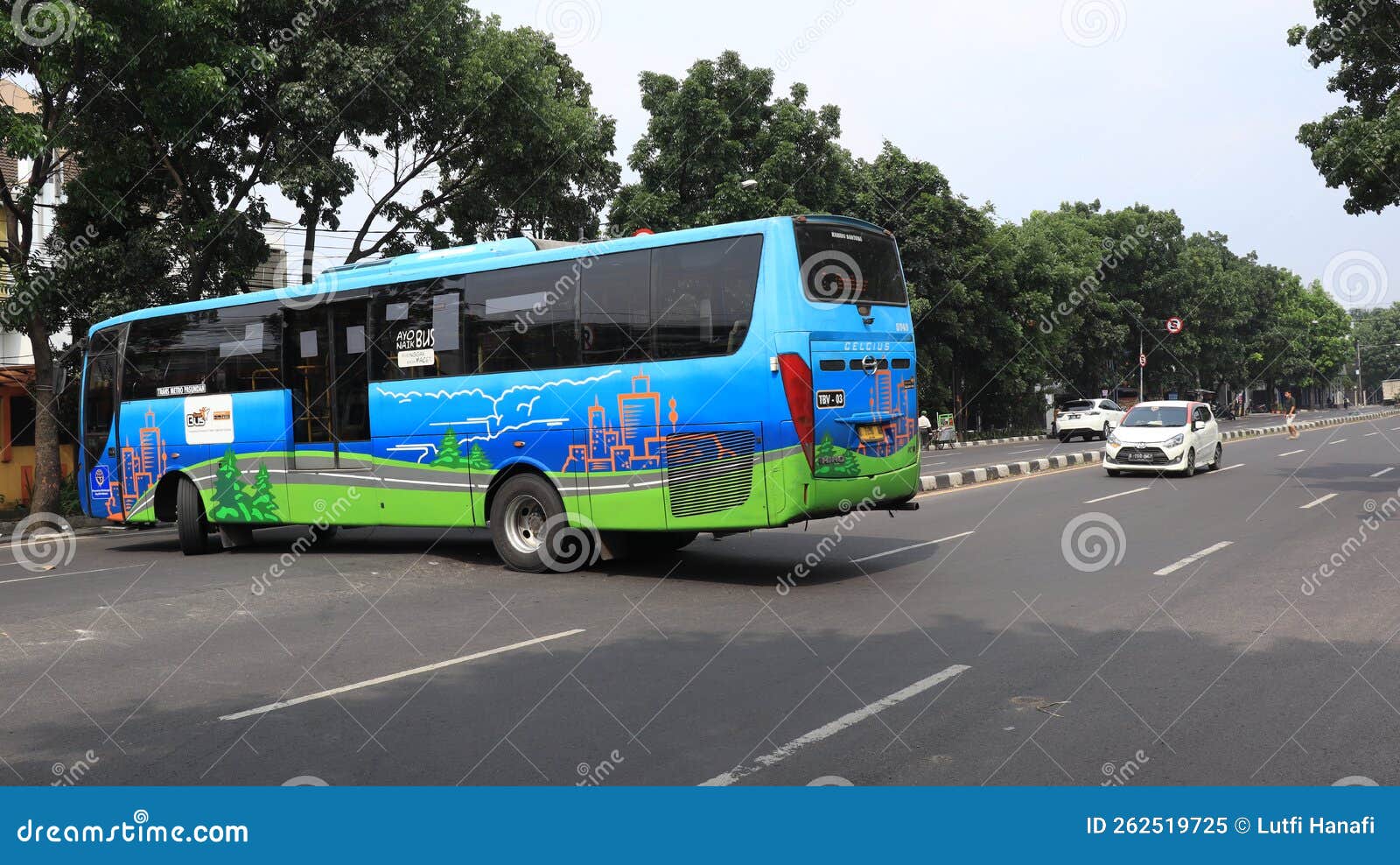 Trans Bandung Bus that is Passing on the Road, Bandung Indonesia ...