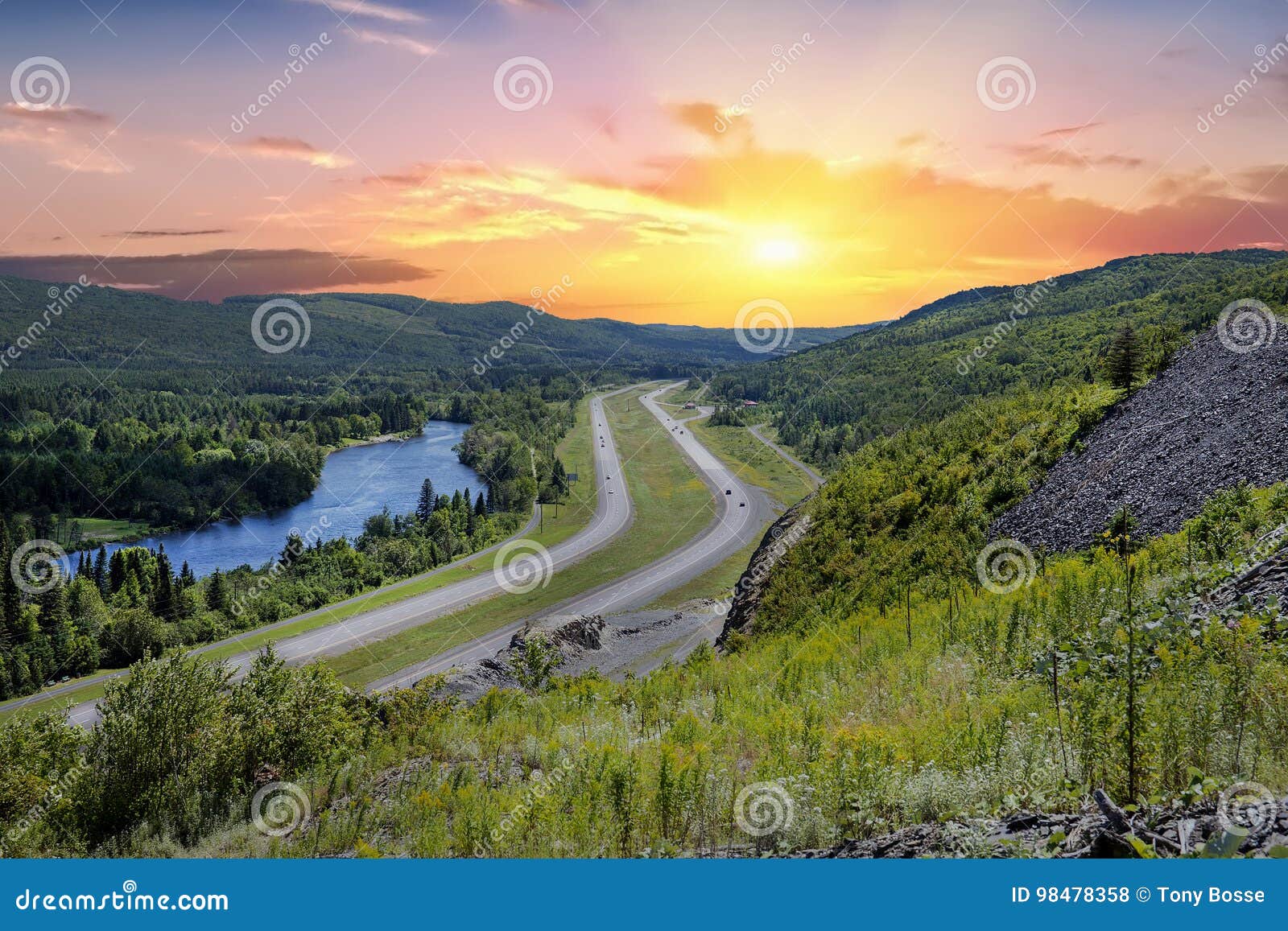 Trans-Canada Highway stock photo. Image of nature, hills - 98478358
