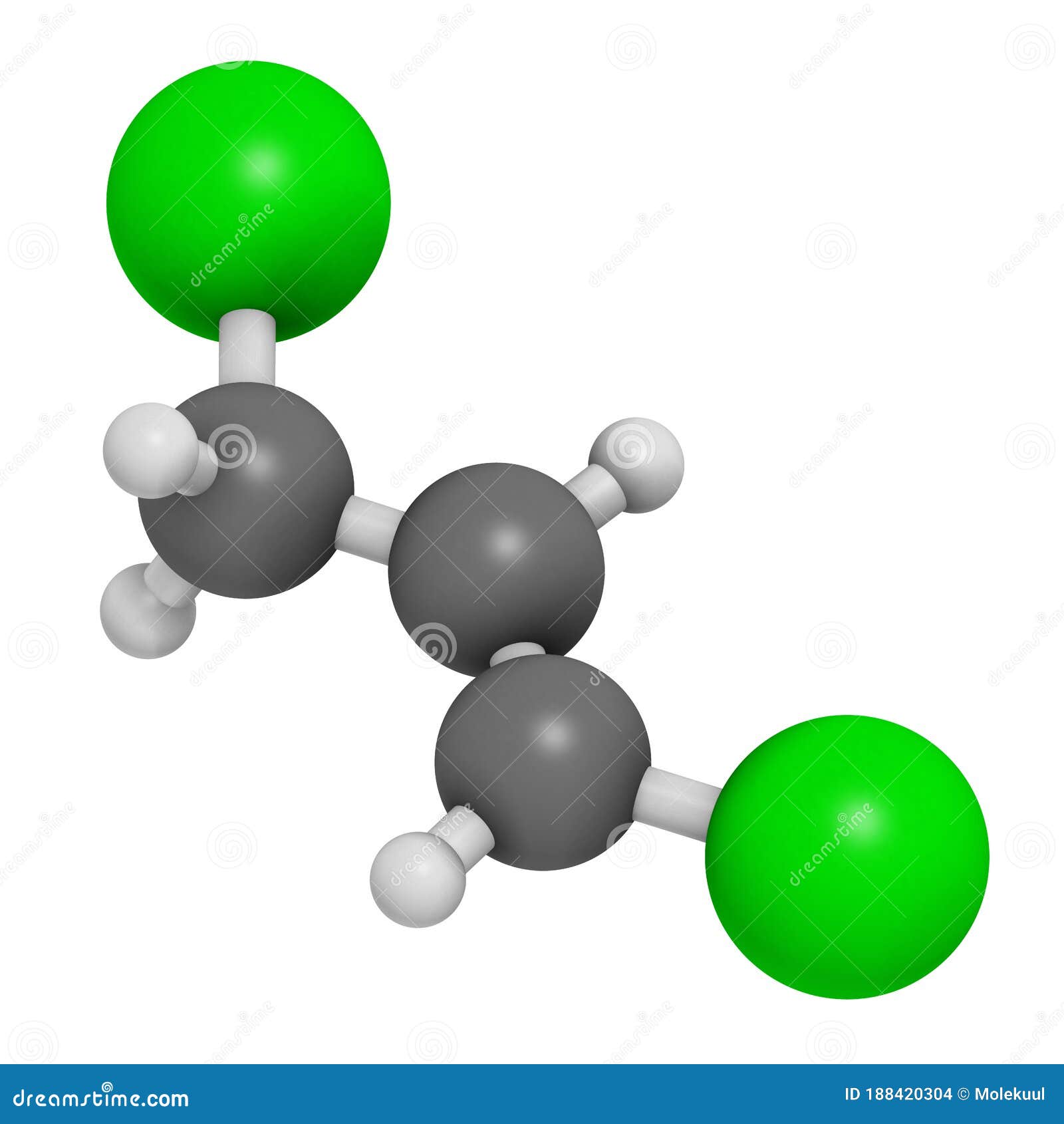 Trans-1,3-dichloropropene (dichloropropene) Pesticide Molecule. 3D ...