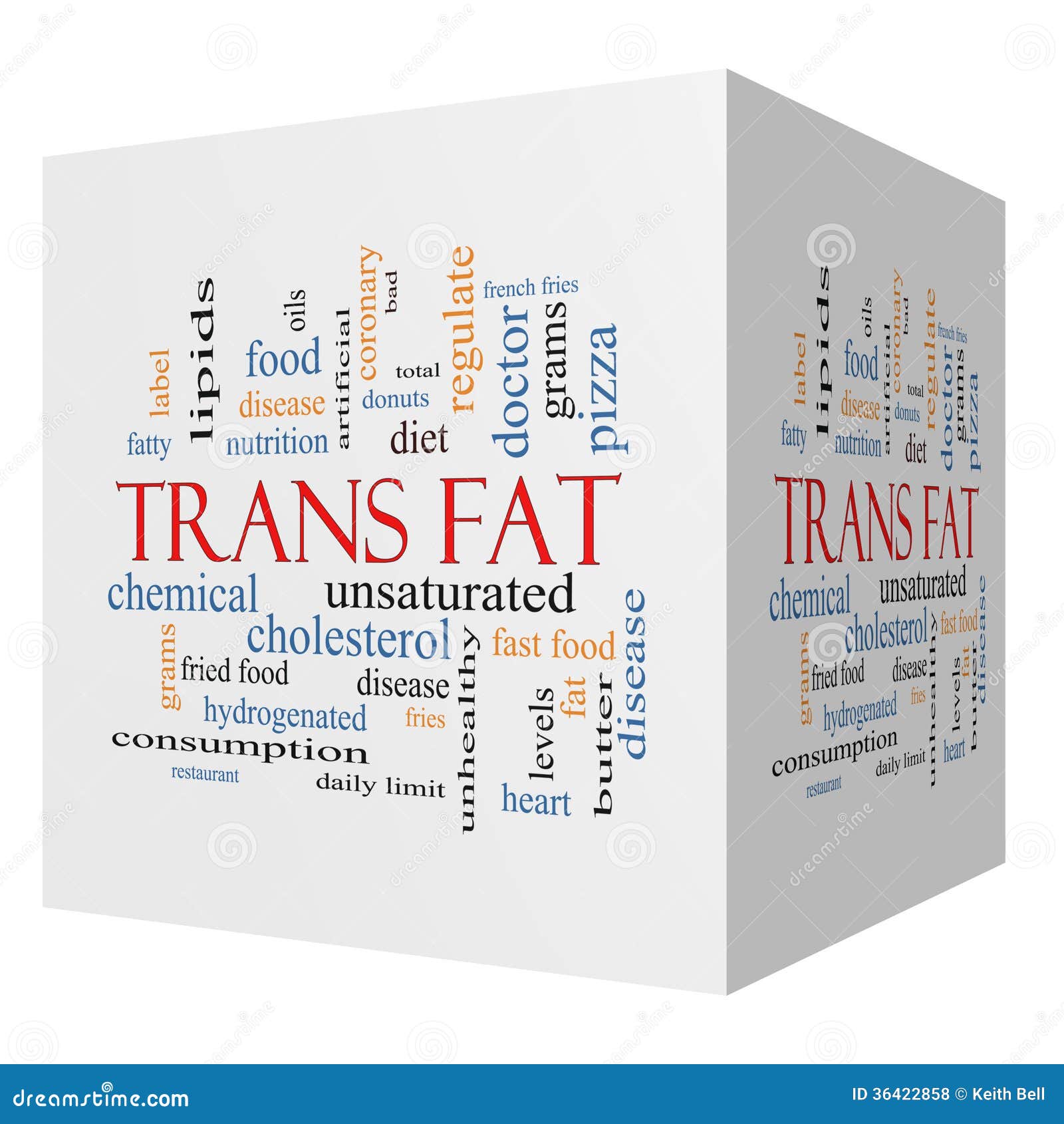 Trans Fat Word Cloud Concept On A 3D Cube Whiteboard Stock Photo ...
