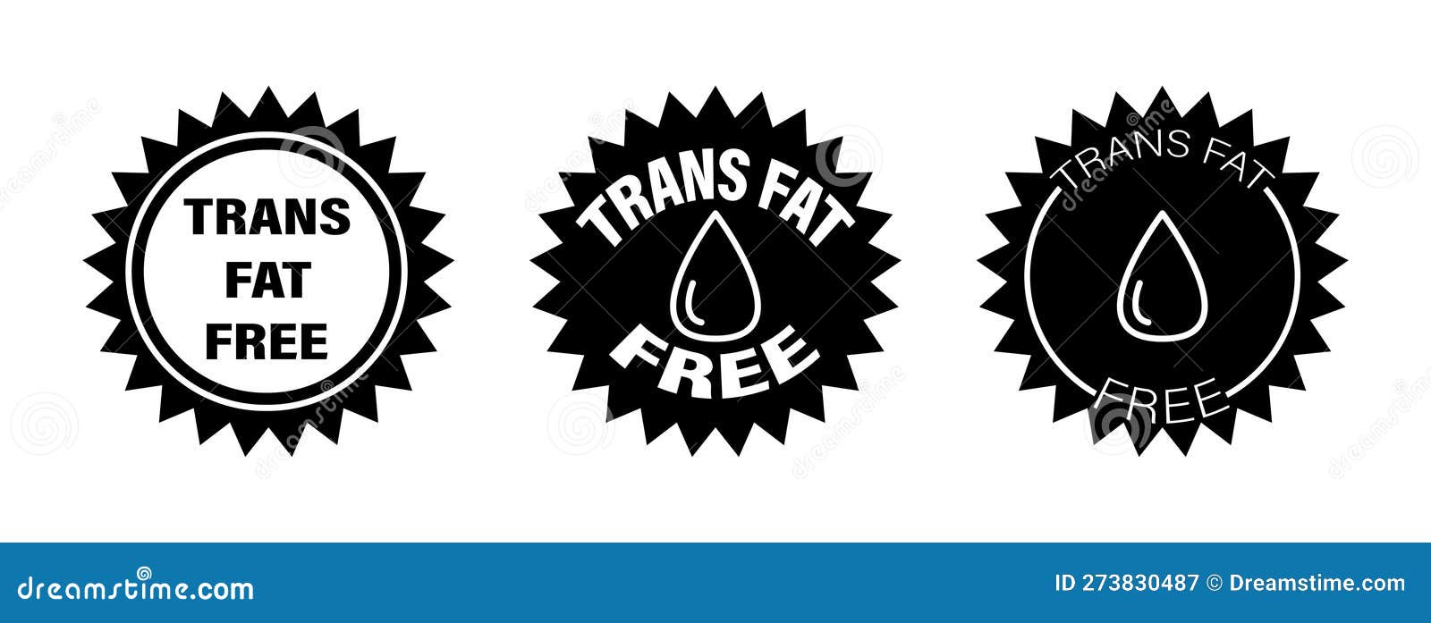 Trans Fat Free. Set of Round Icons with a Drop Stock Vector ...