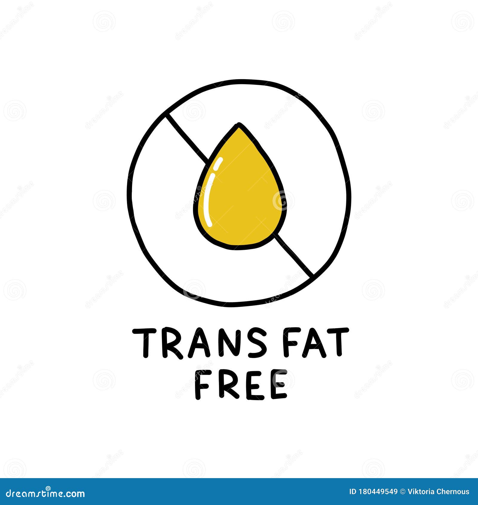 Trans Fat Free Symbol Doodle Icon, Vector Illustration Stock ...