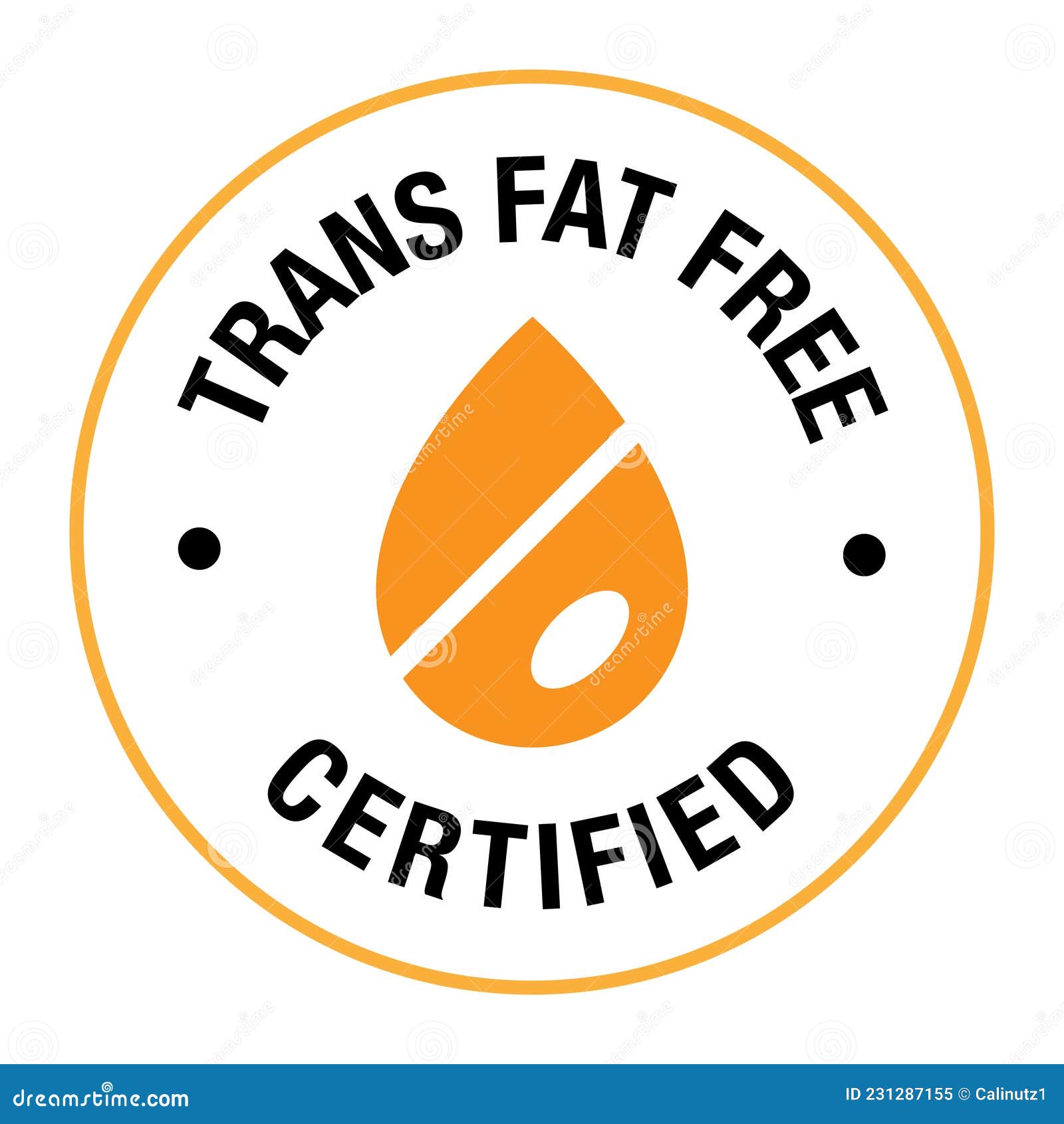 Trans Fat Free Black Vector Circle Sticker Set. No Trans Fats ...