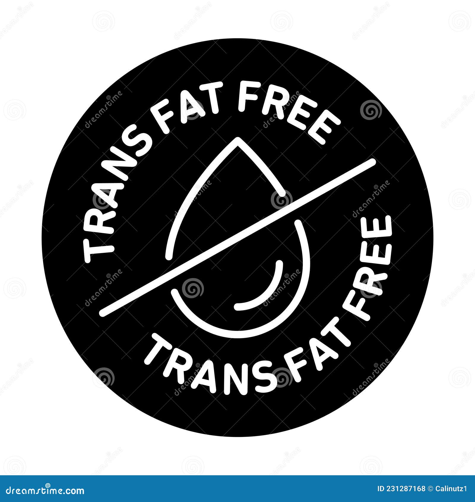 Trans Fat Free Black Vector Circle Sticker Set. No Trans Fats ...