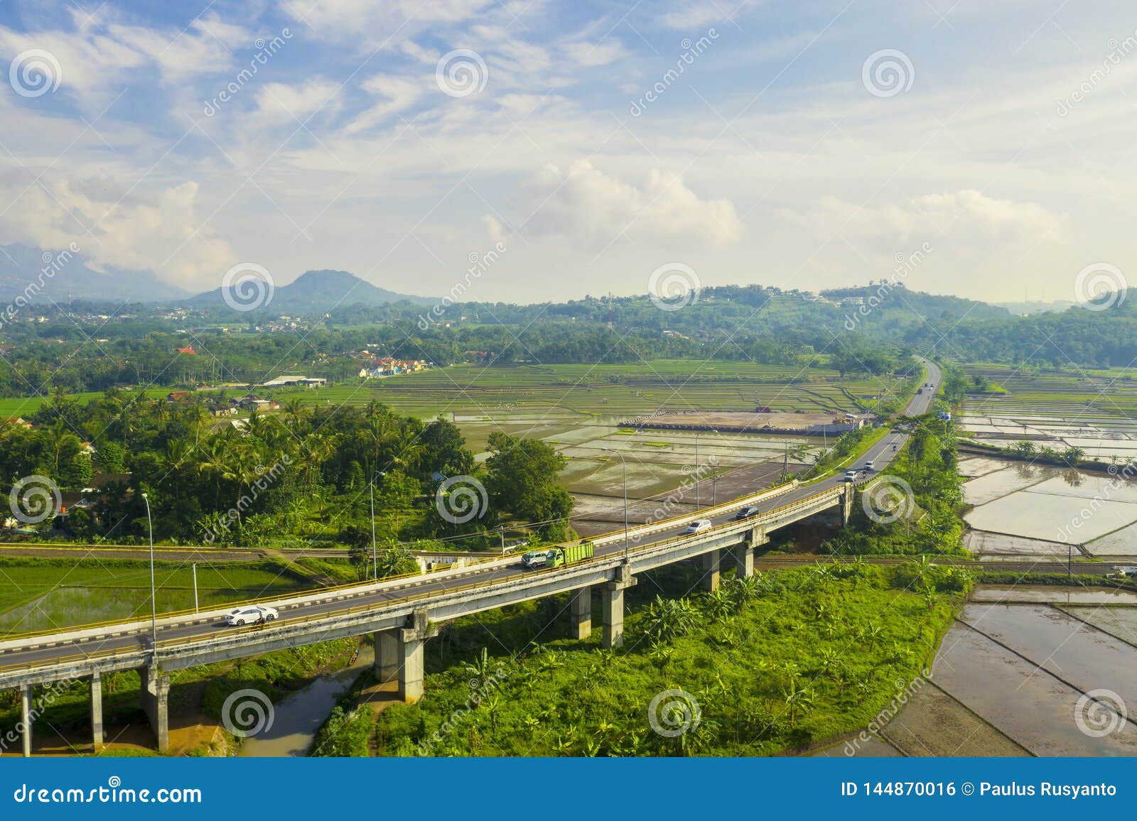 Trans-Java Toll Way Bridge with Farmland Stock Photo - Image of road ...