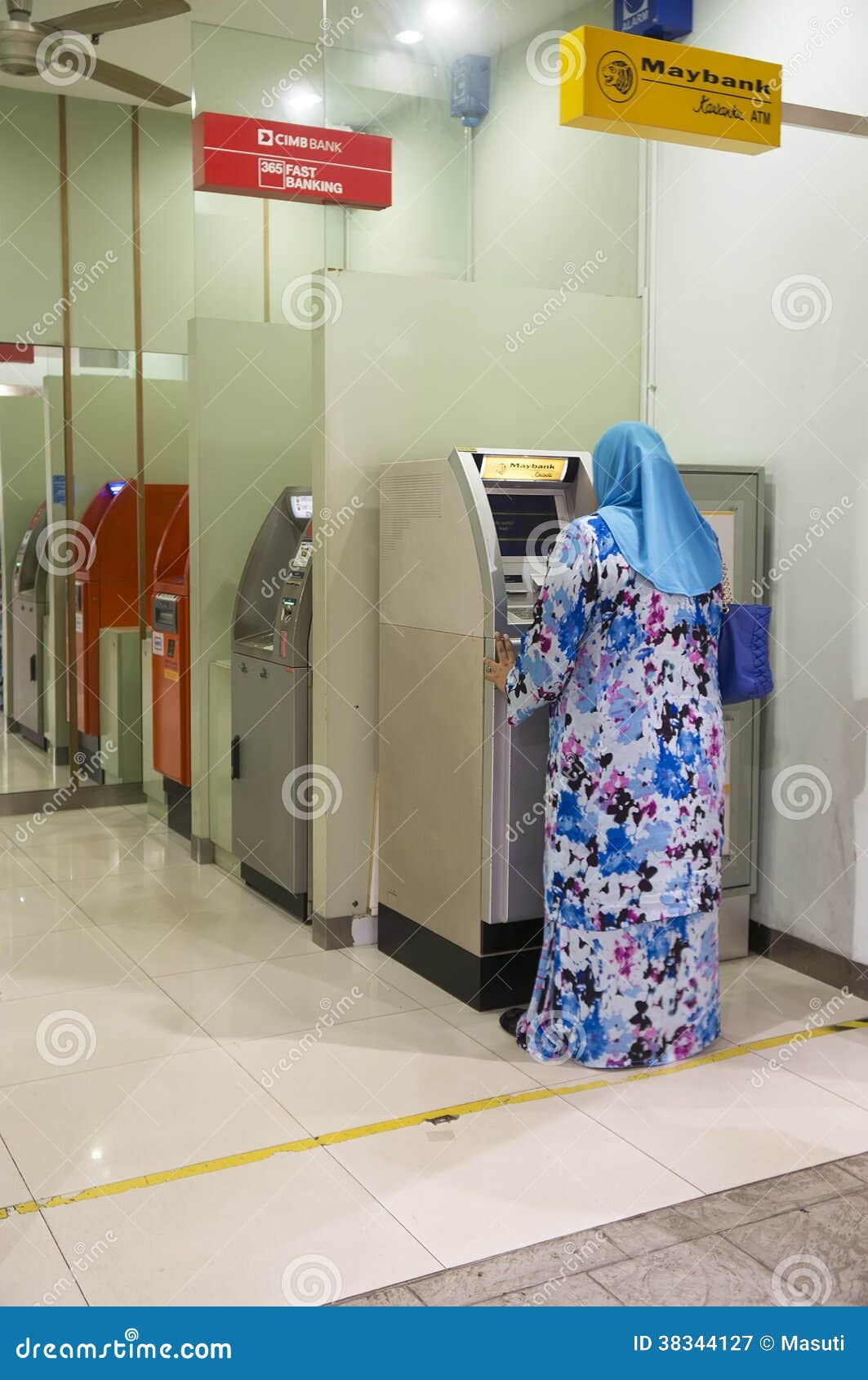 Transaction on ATM machine editorial photography. Image of account ...