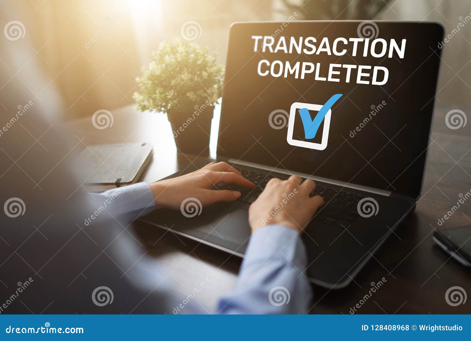 Transaction Completed Message on Screen. Digital Banking and Online ...