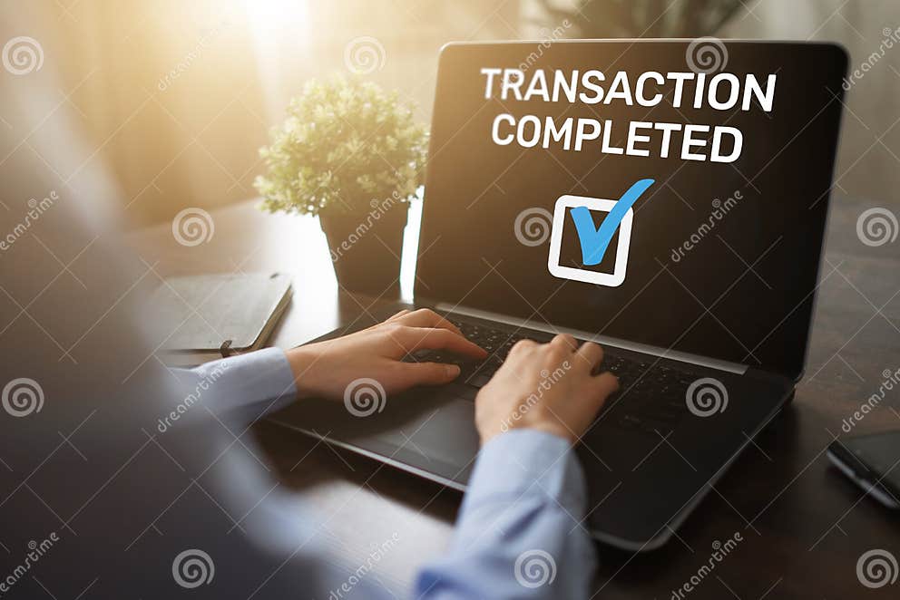Transaction Completed Message on Screen. Digital Banking and Online ...
