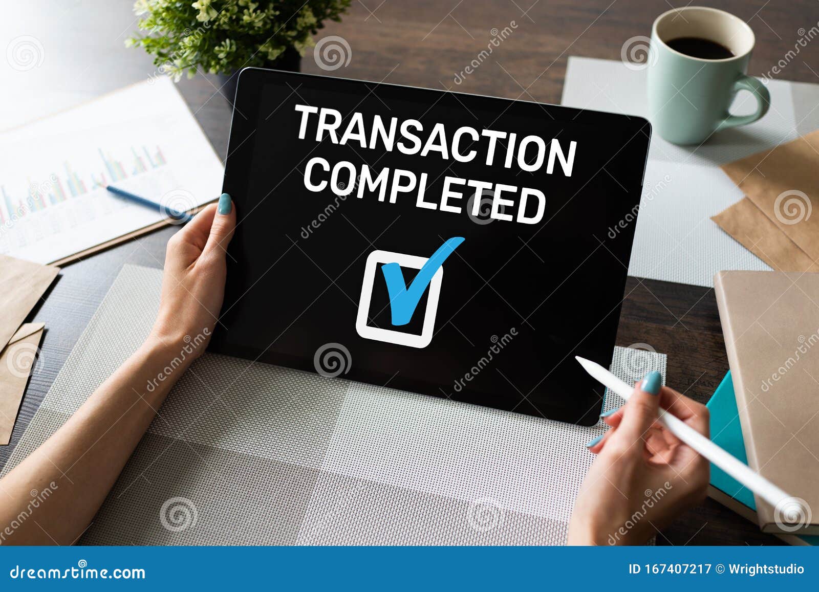 Transaction Completed Message on Screen. Digital Banking and Online ...
